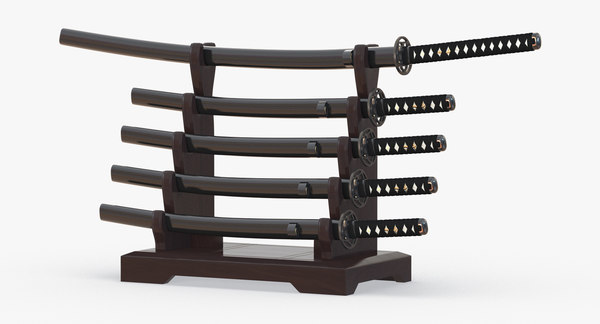 japanese sword katana display 3d model