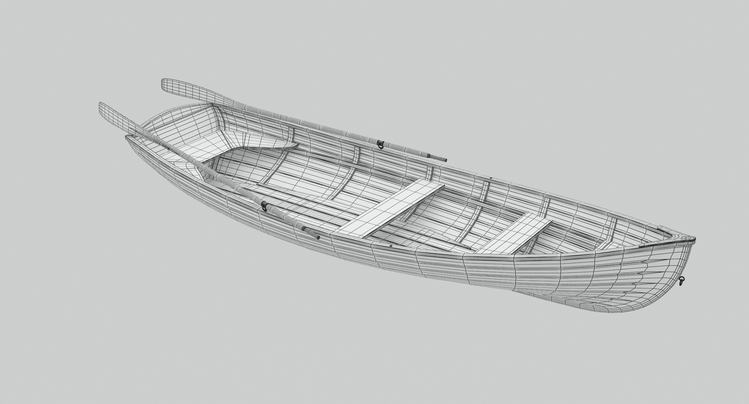 3d model wood lifeboat