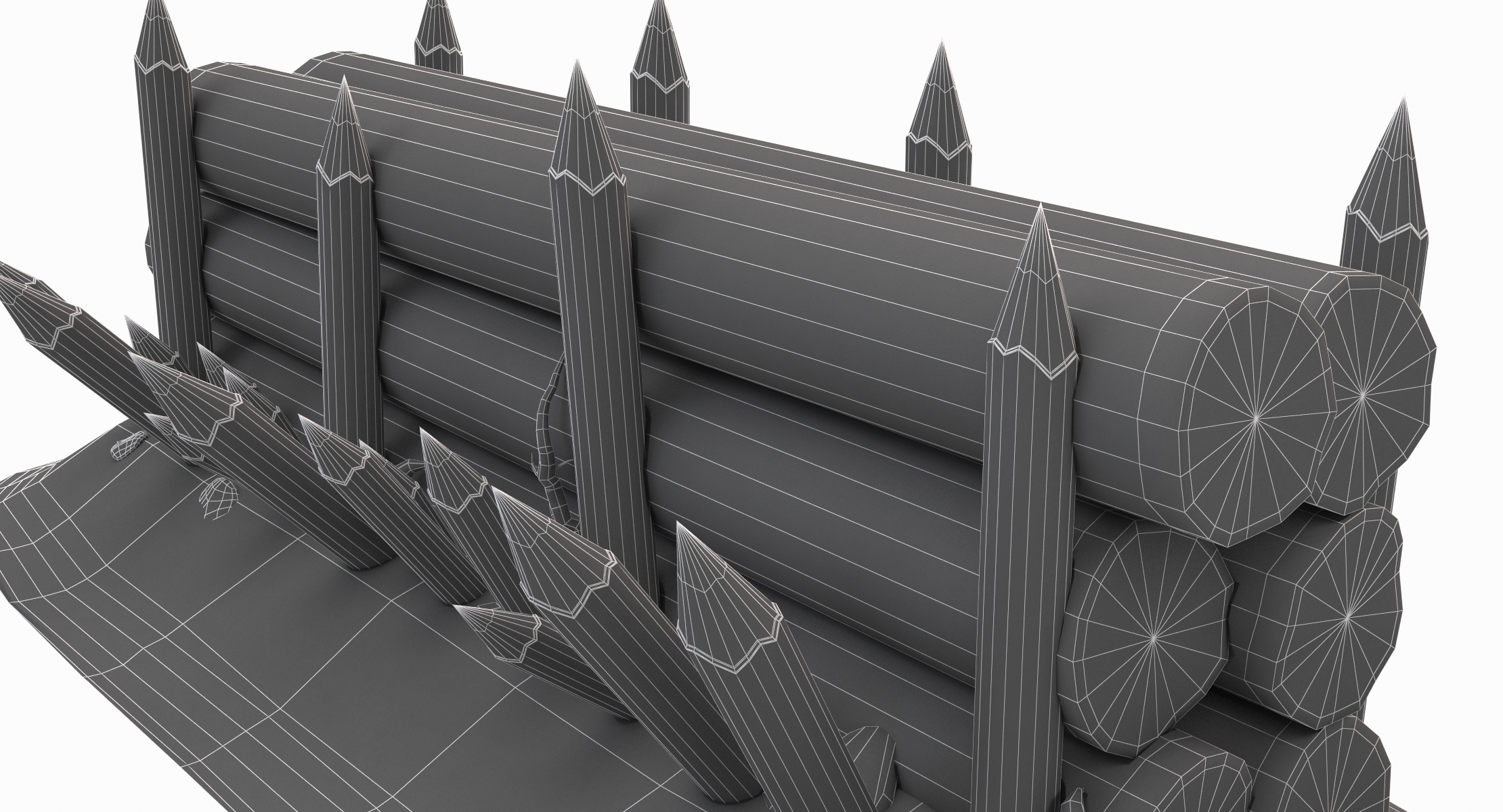 wood barricade pbr 3d model