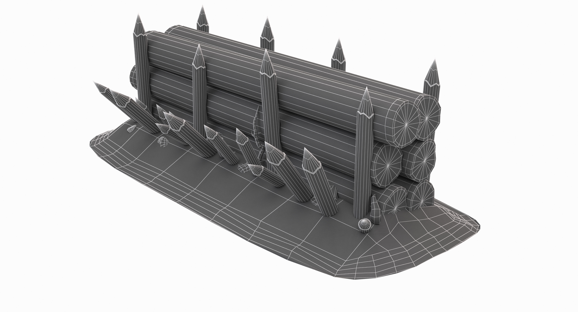 wood barricade pbr 3d model