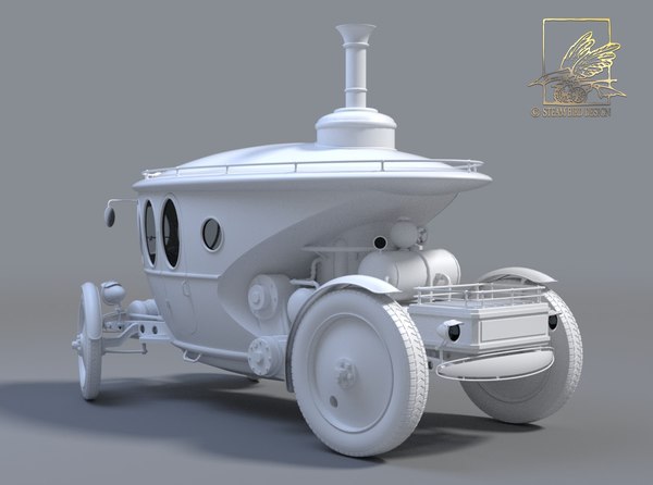 3d steam automobile steampunk punk model