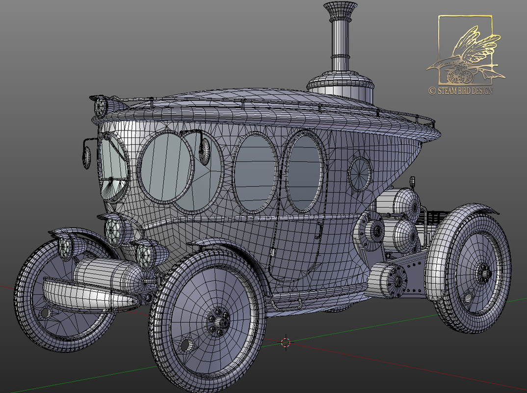 3d steam automobile steampunk punk model