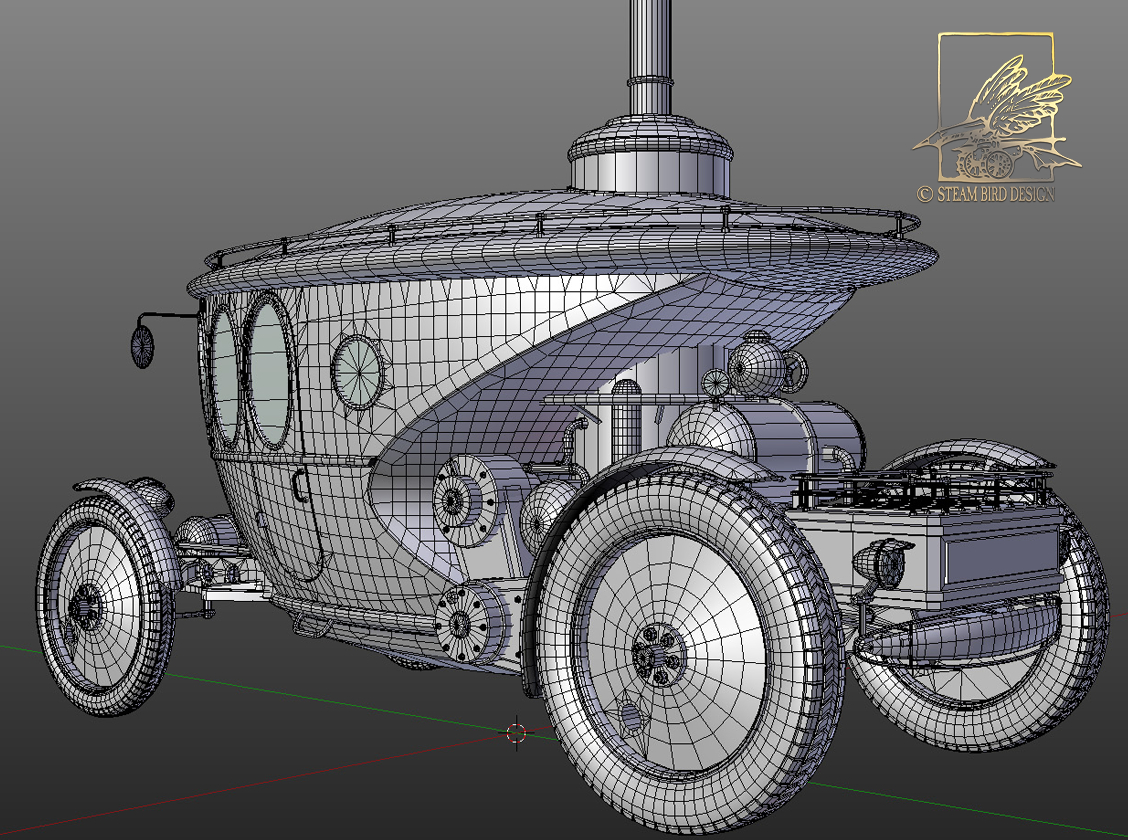 3d steam automobile steampunk punk model