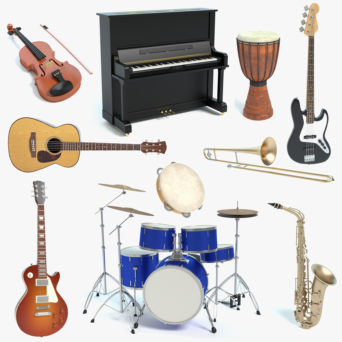 3ds musical instrument drum set