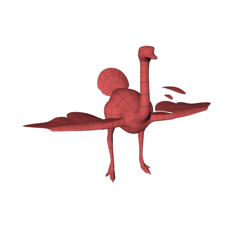base mesh ostrich 3d model