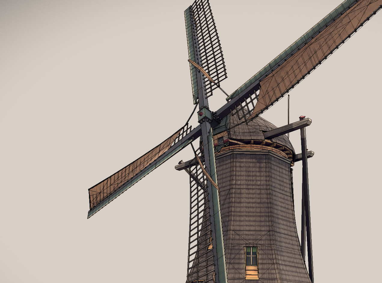 3d model low-poly holland windmill