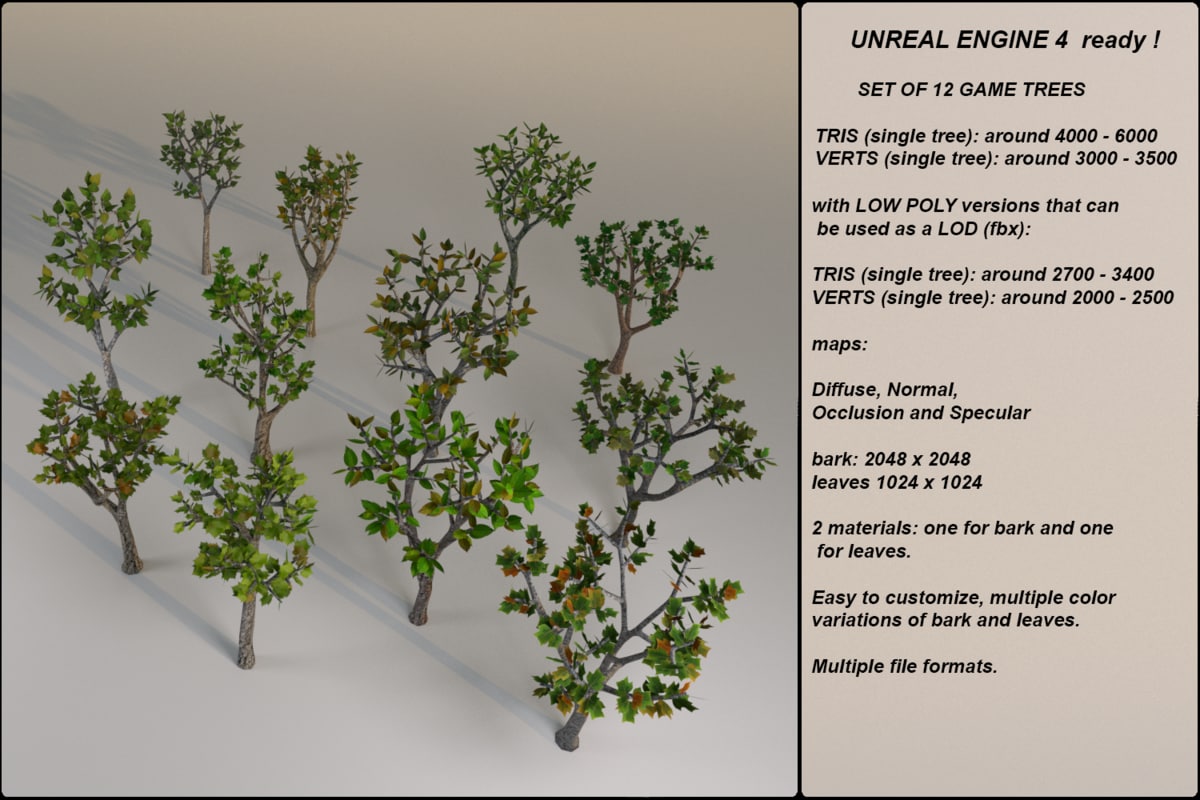 fantasy trees 1 pack 3d fbx
