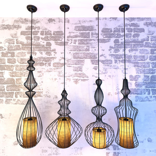 vintage wrought lamps lights 3d model