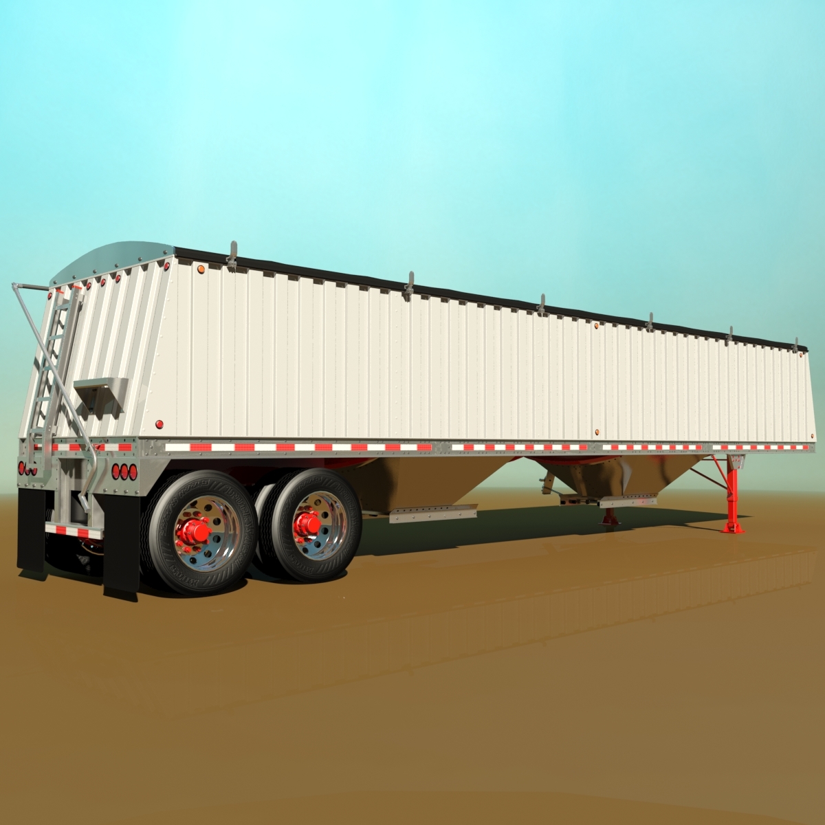 3d grain semi trailer model