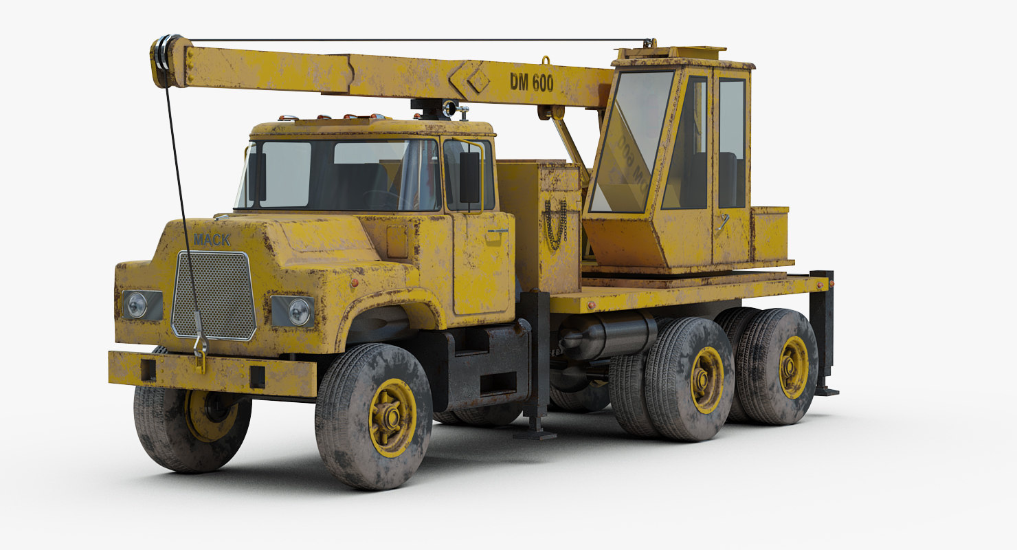 mack dm 600 crane truck 3d model