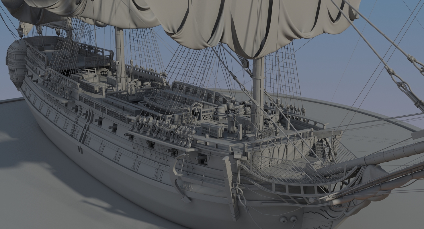 galleon realistic prop 3d model