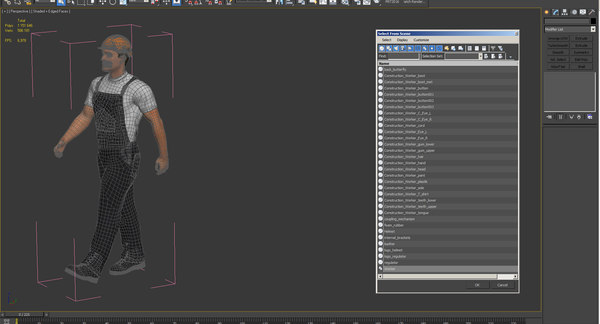 3d construction worker black overalls
