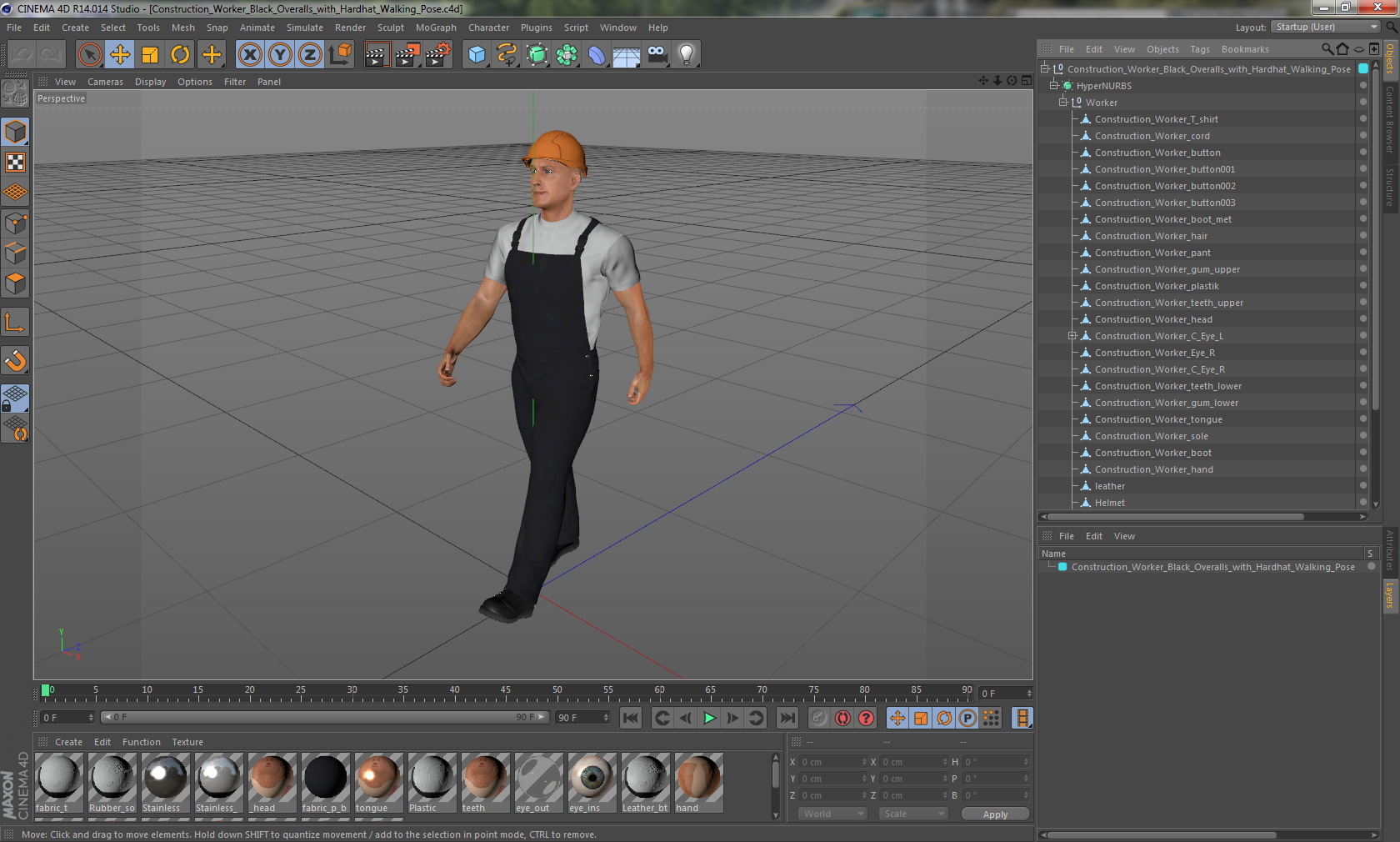 3d construction worker black overalls