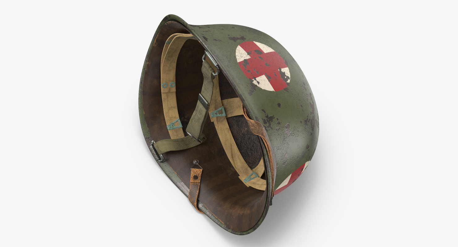 medic helmet m1 red cross 3d model