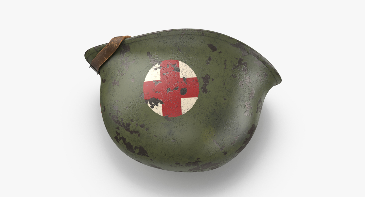 medic helmet m1 red cross 3d model