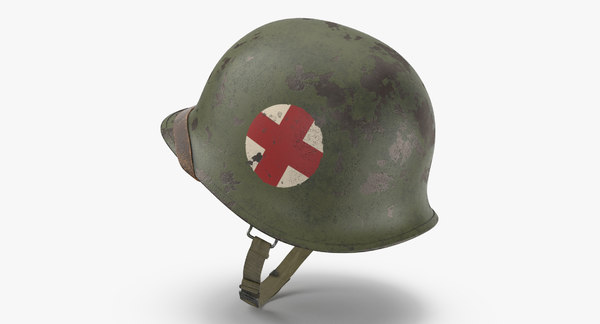 medic helmet m1 red cross 3d model