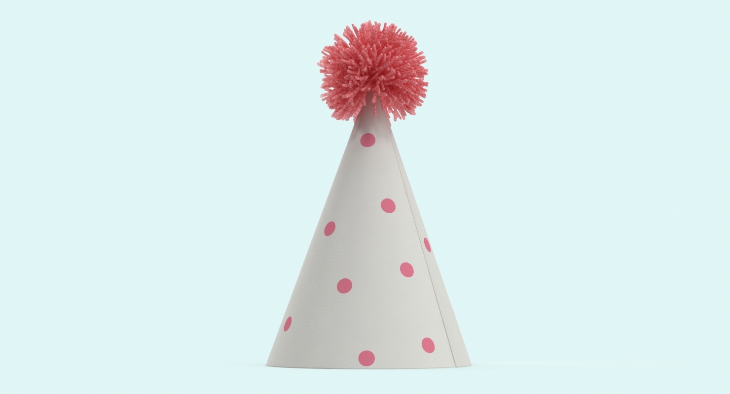 3d model party hat 01 red