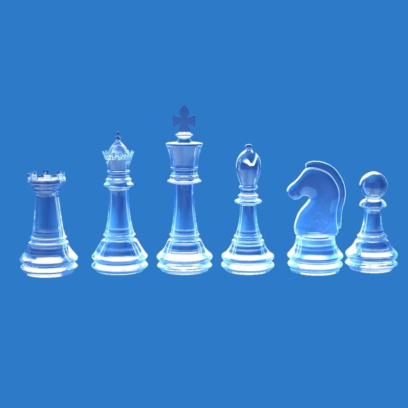 3d ice chess pieces