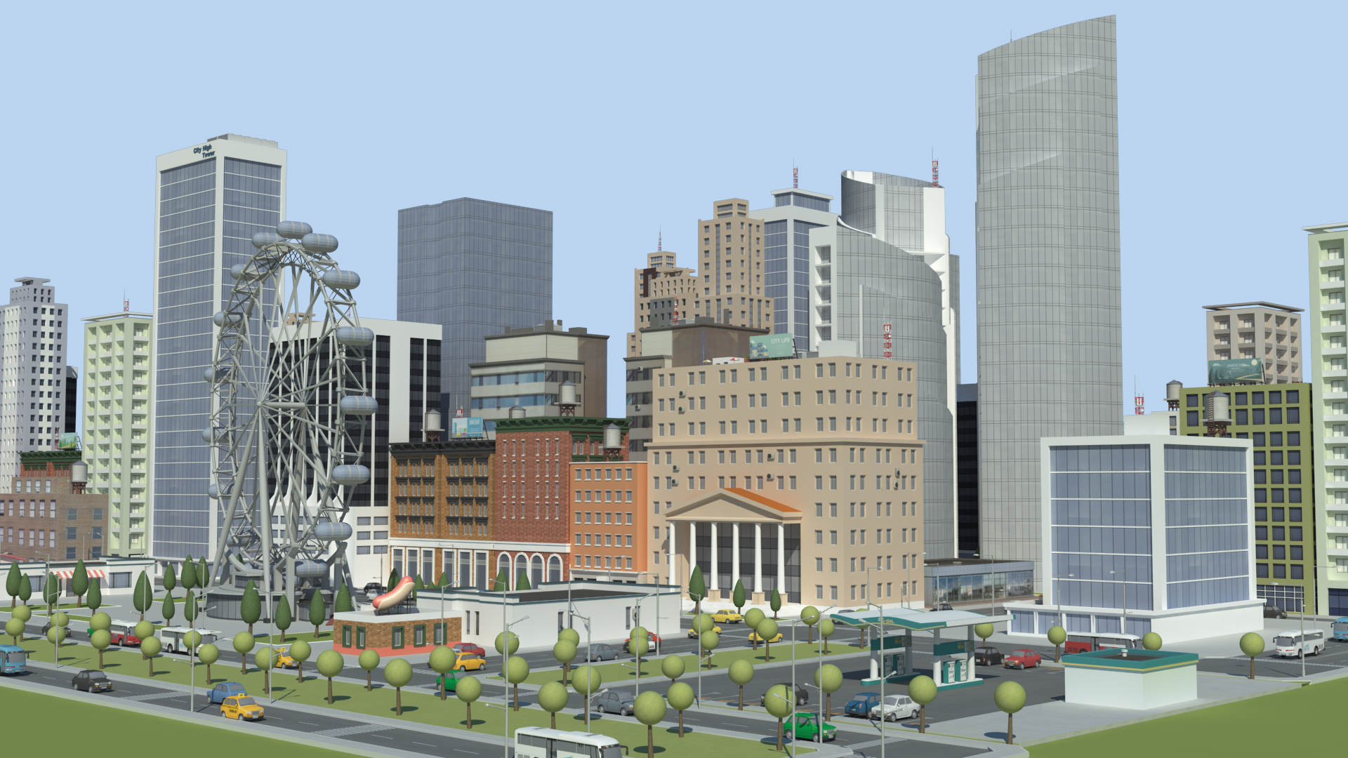 realistic city scene 3d max