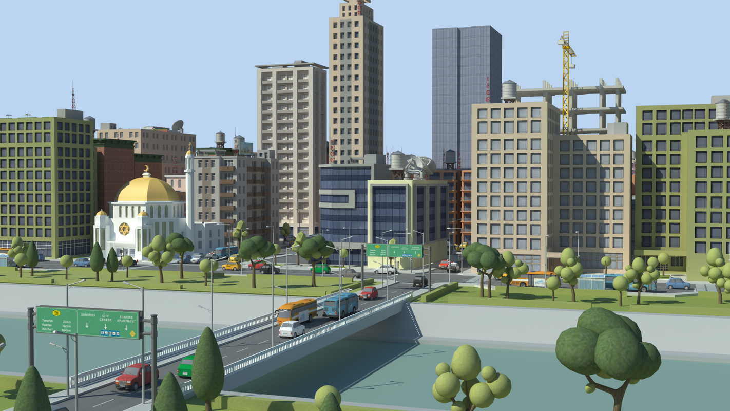 realistic city scene 3d max