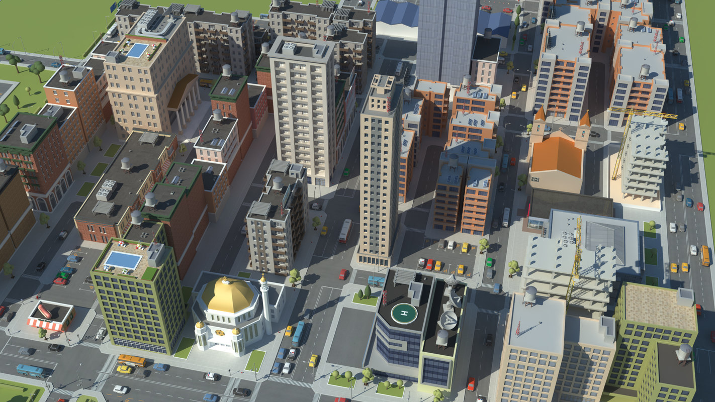 realistic city scene 3d max