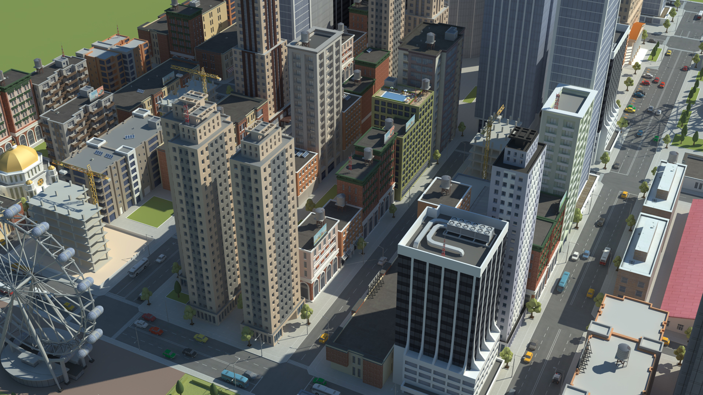 realistic city scene 3d max