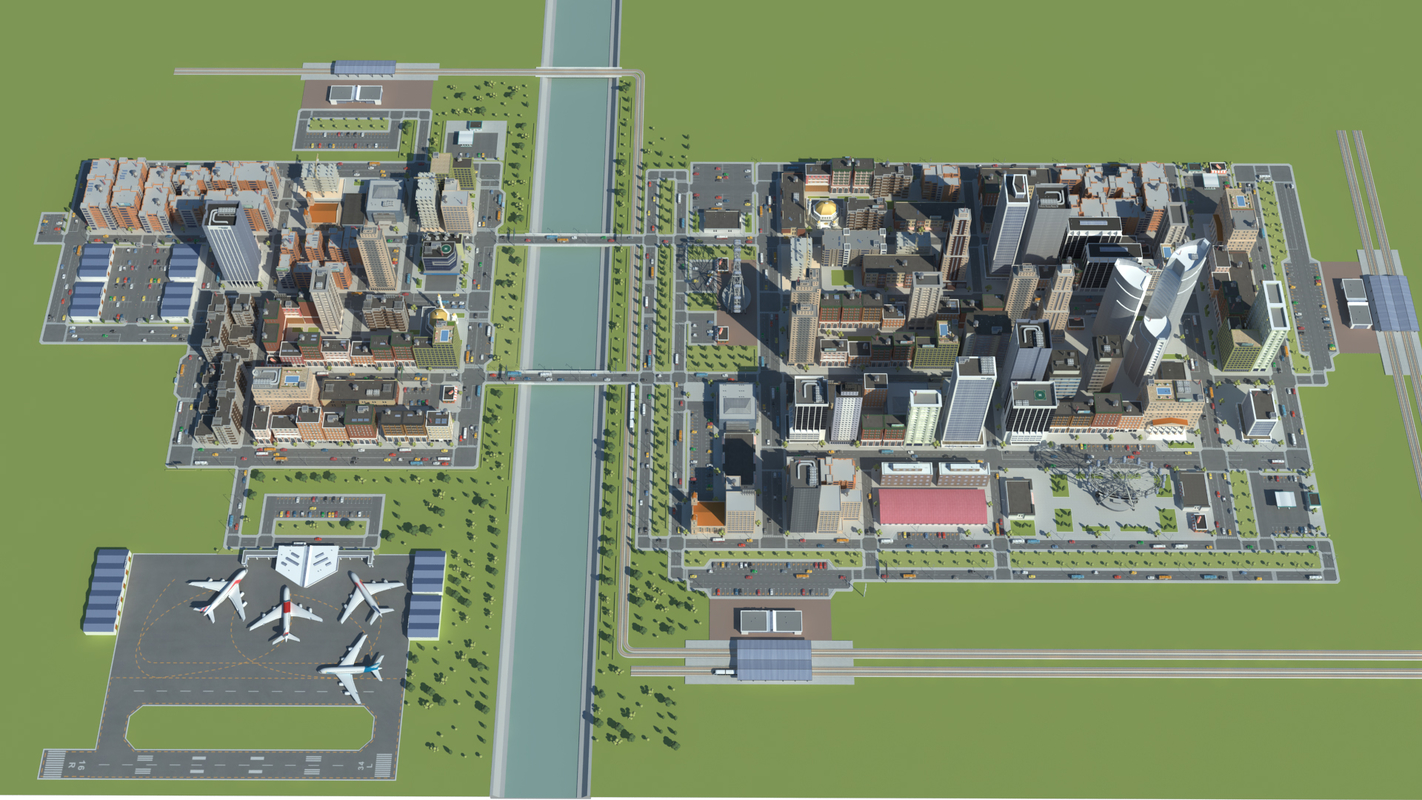 realistic city scene 3d max