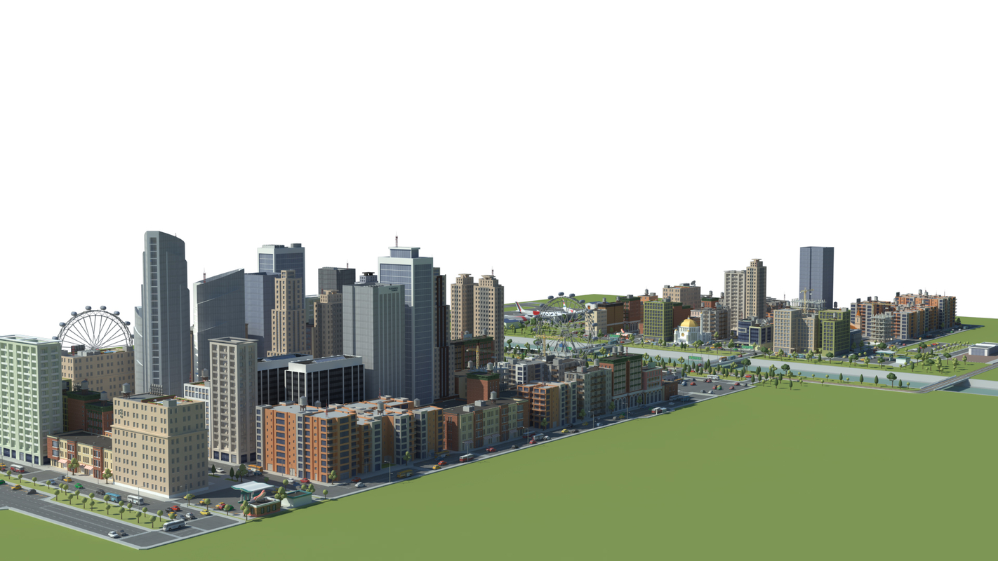 realistic city scene 3d max