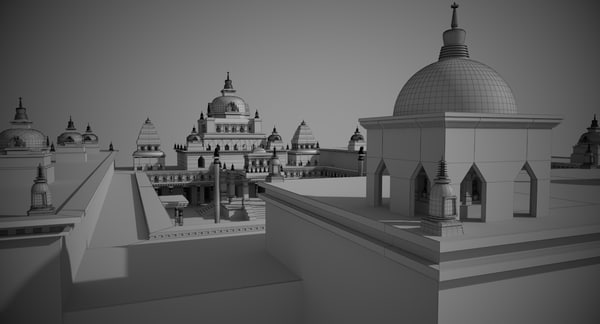 asian buddhist architecture 3d model
