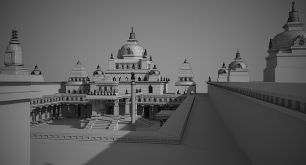 asian buddhist architecture 3d model