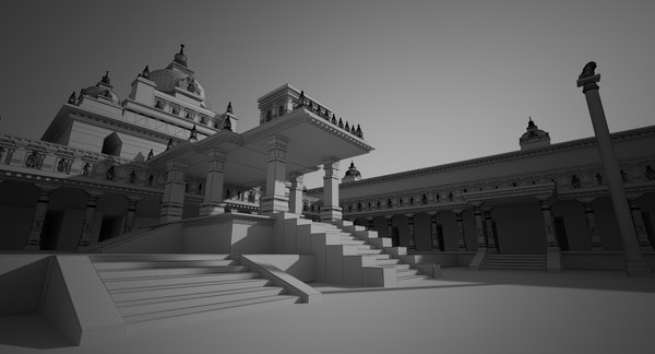 asian buddhist architecture 3d model