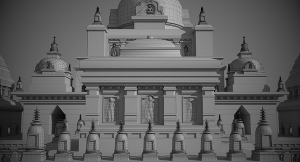 asian buddhist architecture 3d model
