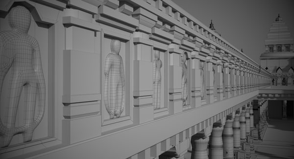 asian buddhist architecture 3d model