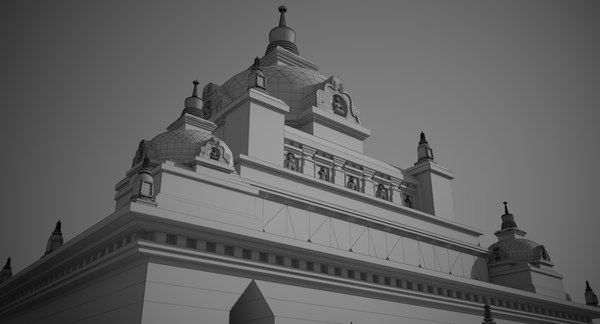 asian buddhist architecture 3d model