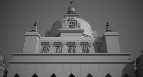 asian buddhist architecture 3d model