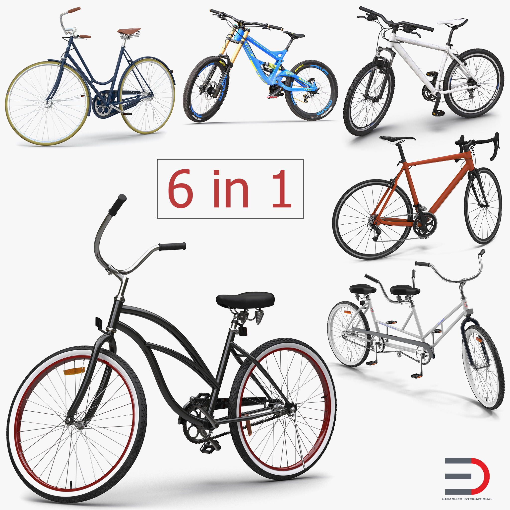 3d model bikes 3 rigged bicycle