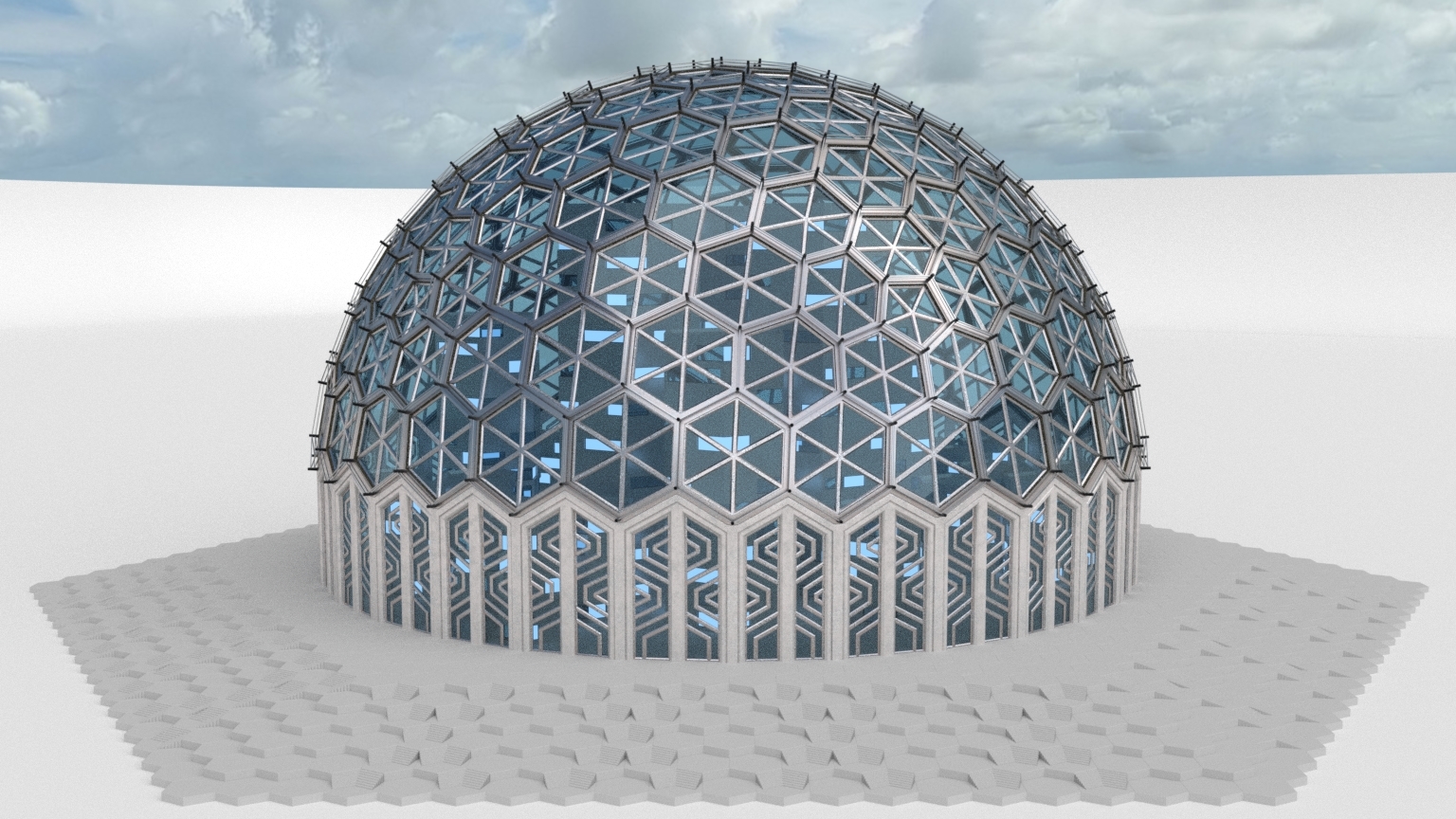 3d model medium dome hexagon pattern