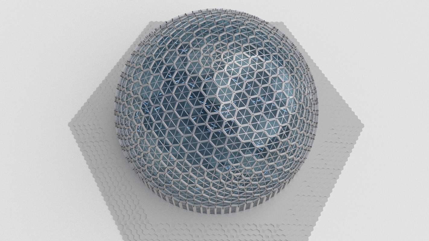 3d big sized dome hexagon model