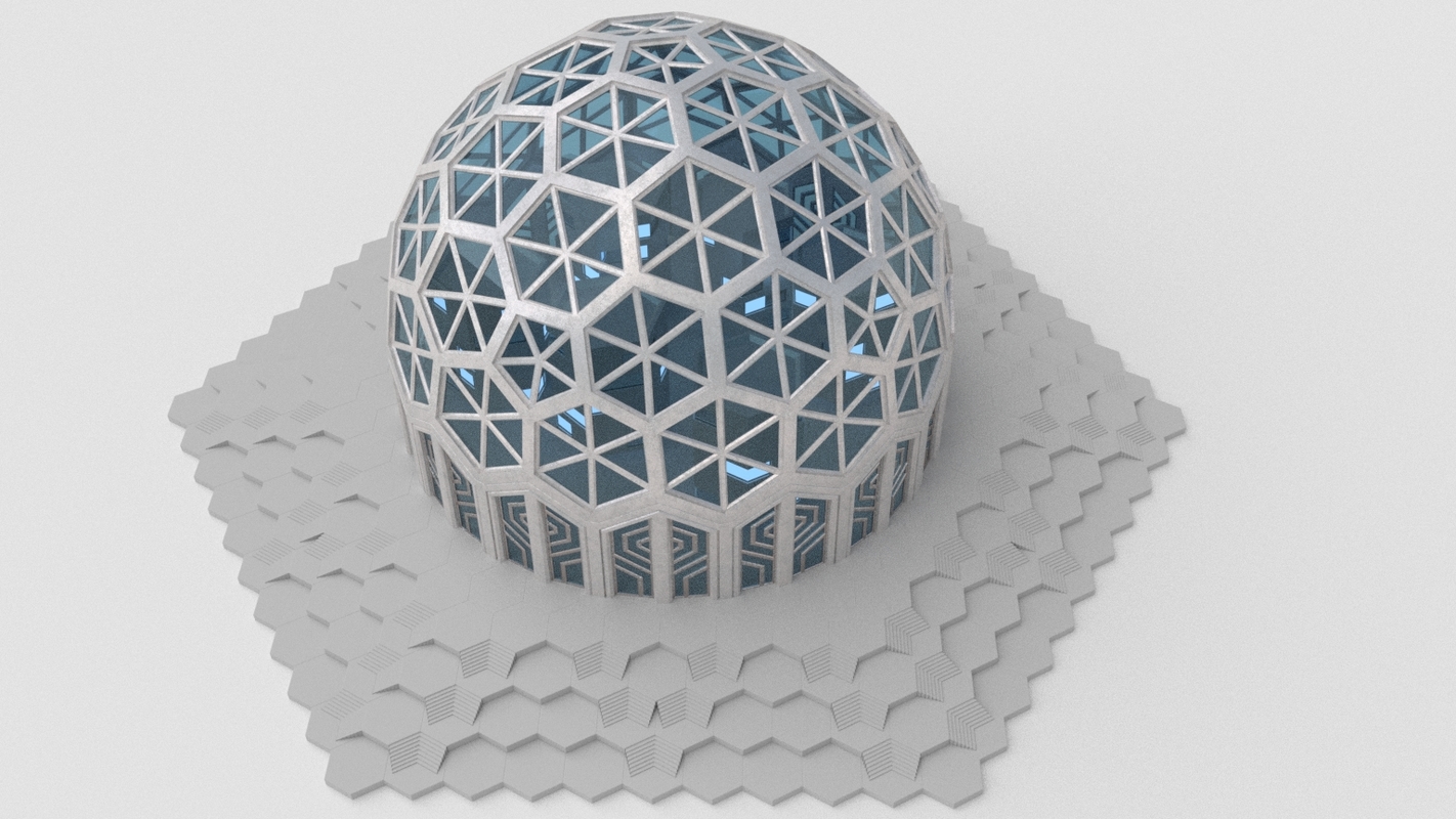 3d small dome hexagon pattern model