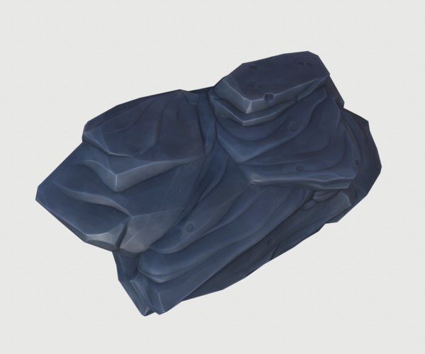 3d low-poly blue asteroid model