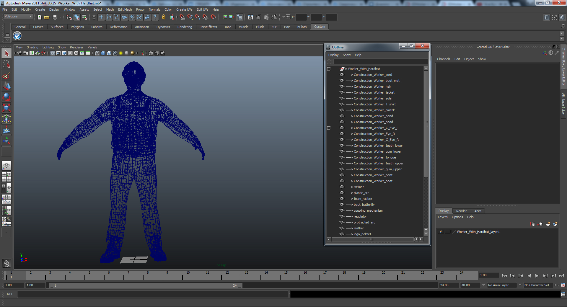 3d model worker hardhat