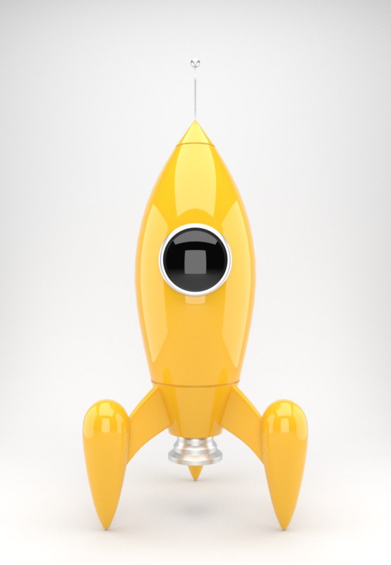 yellow rocket toy 3d obj