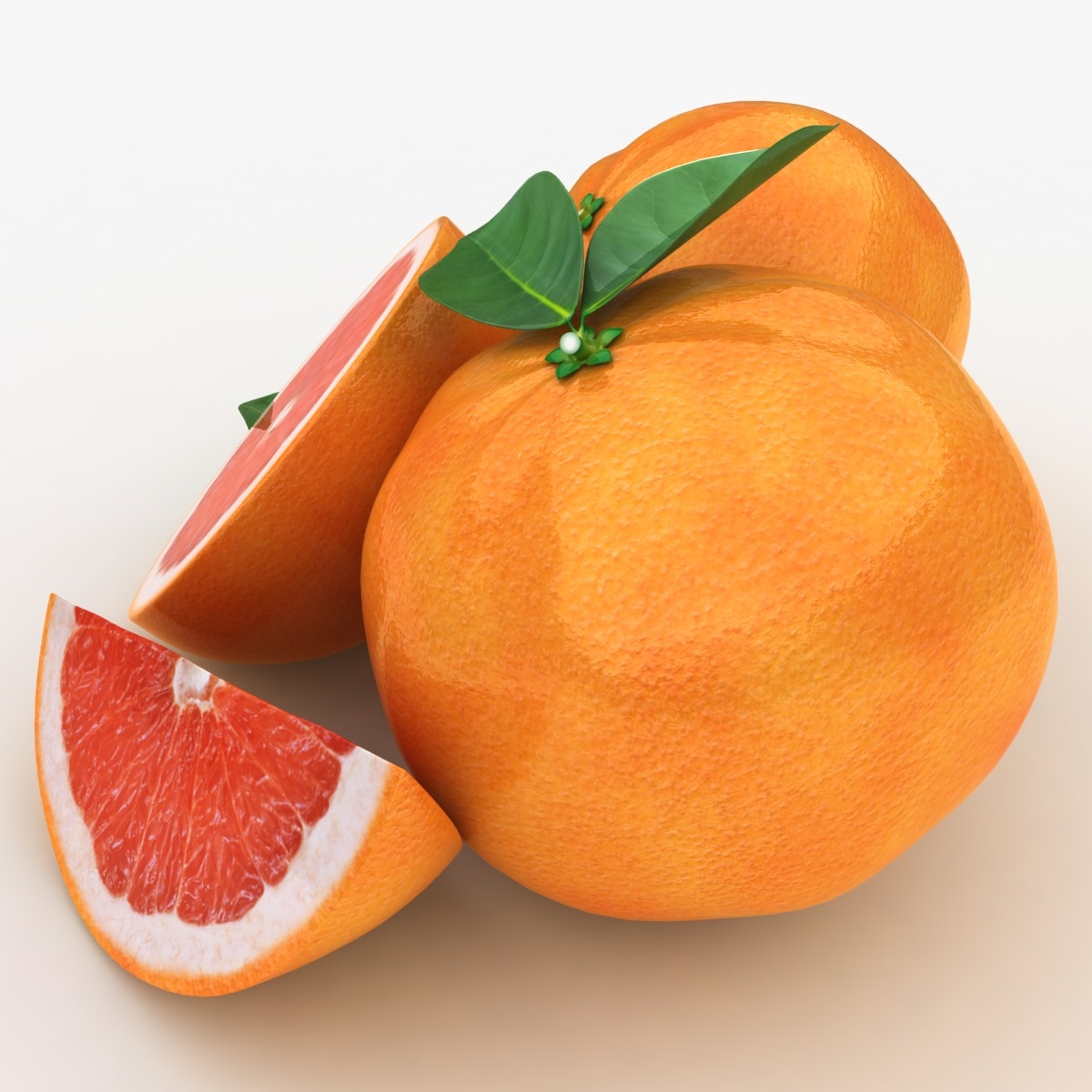 3d realistic grapefruit red model