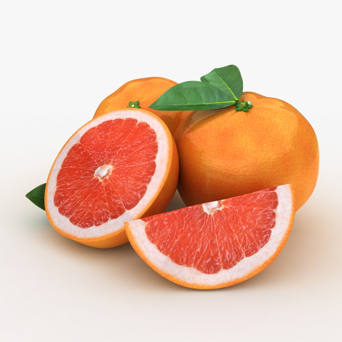 3d realistic grapefruit red model