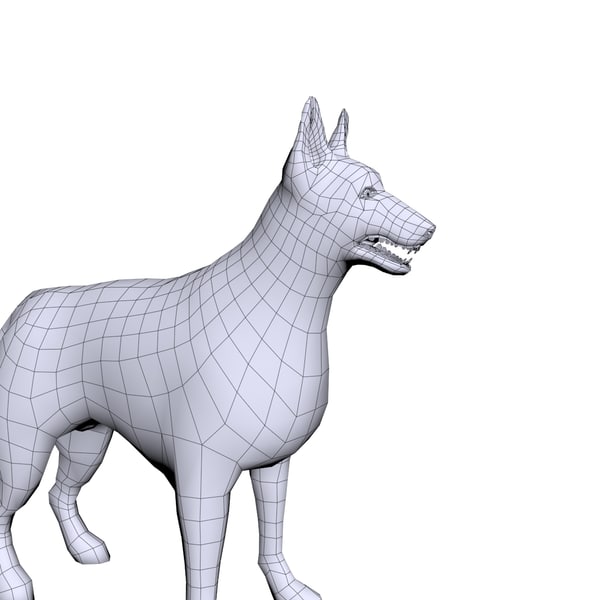 3d german shepherd dog base mesh