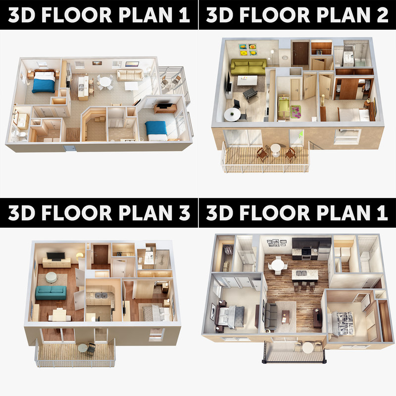 floor plan scenes 3d max
