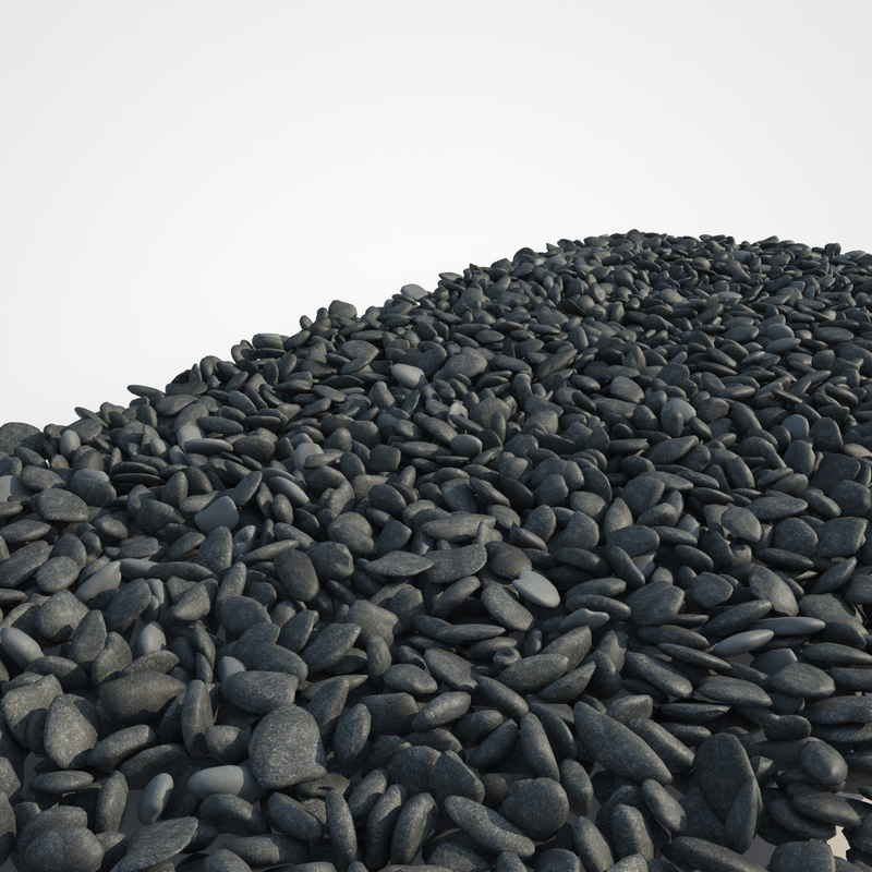 3d black grey pebbles