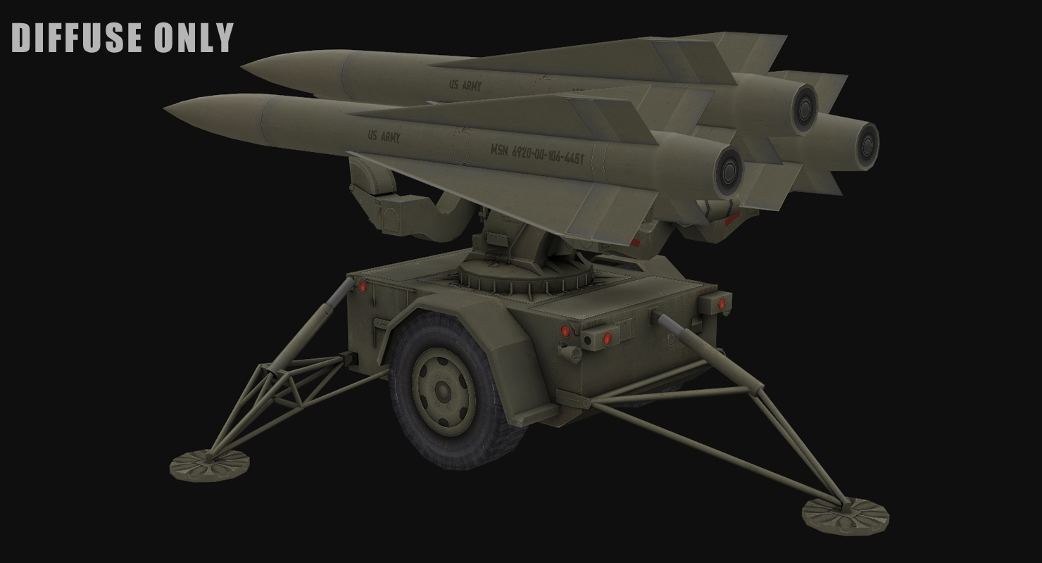 low-poly hawk missile launcher max