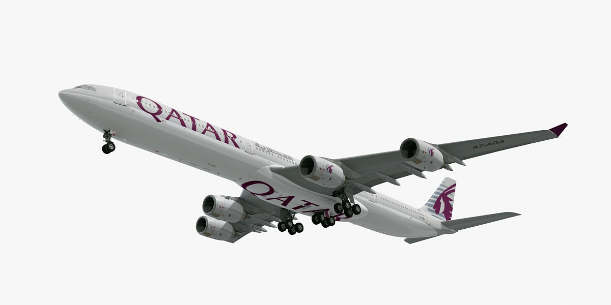 airbus a340-600 plane qatar 3d c4d