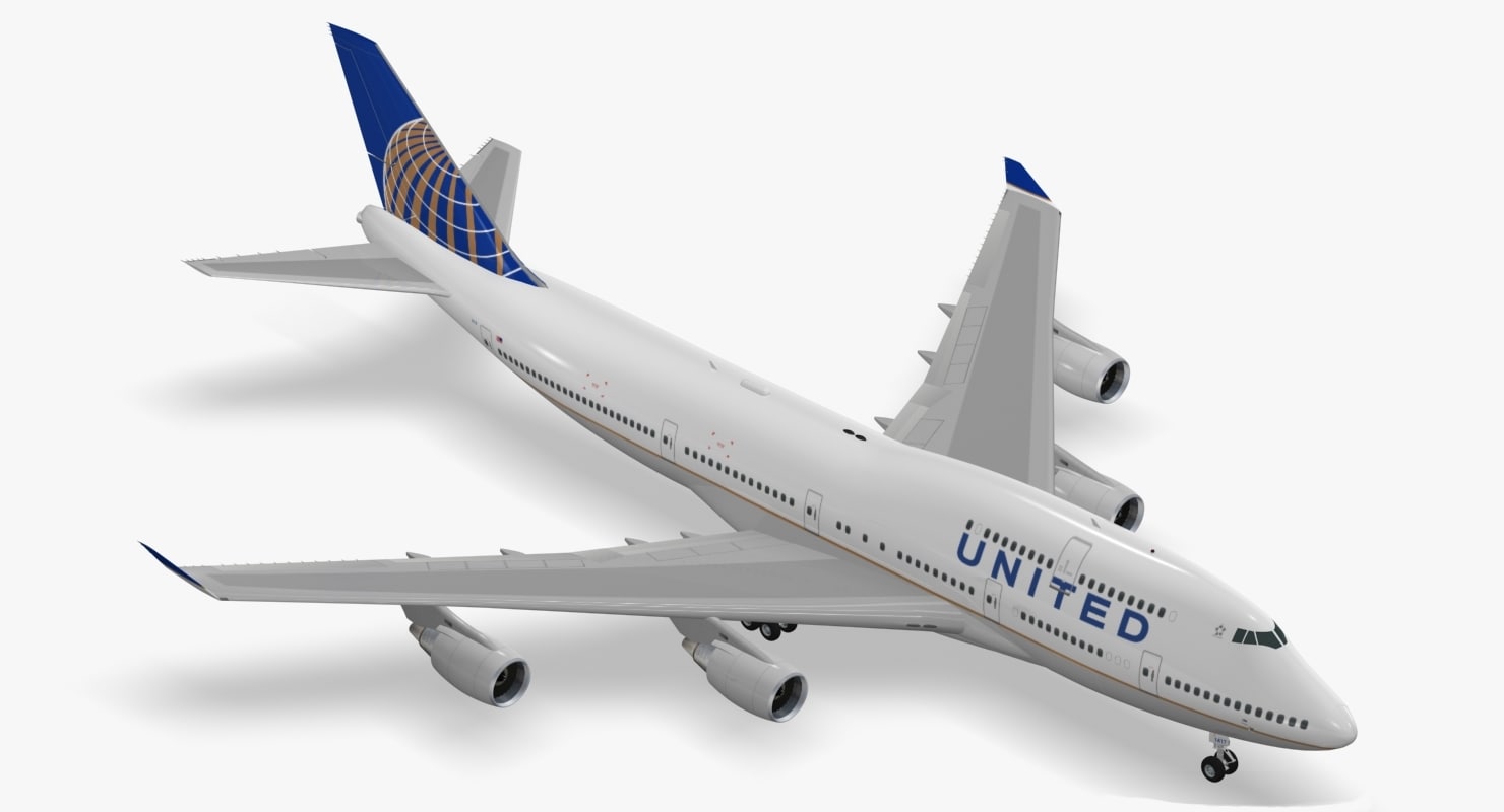 3d model boeing 747-400 united airlines